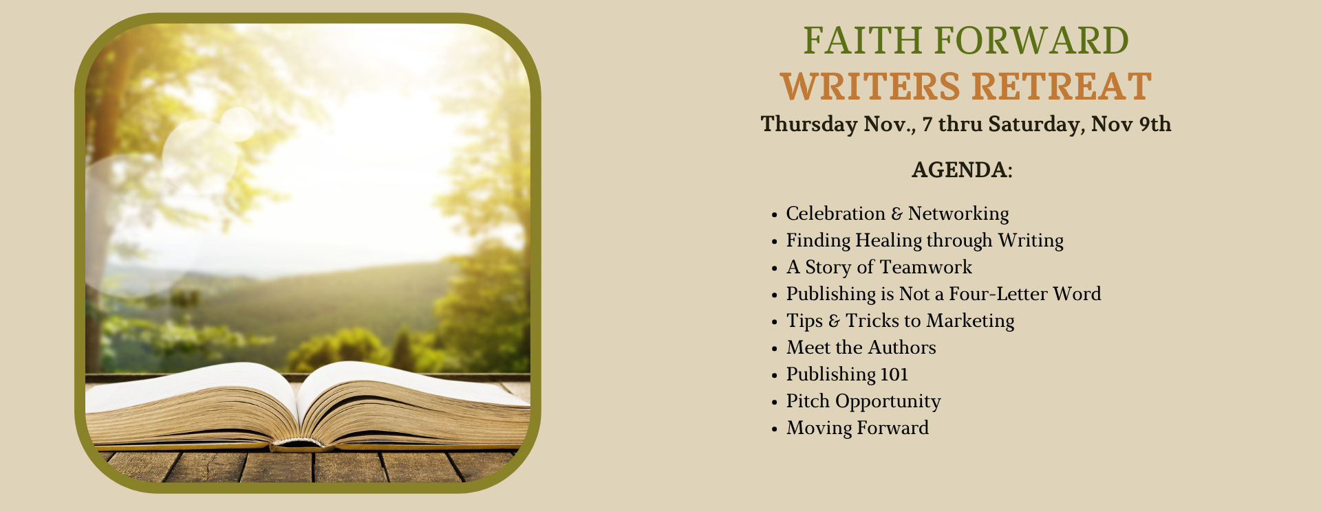 Faith Forward Writers Retreat Fall 2024